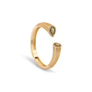 Saachi Gold-tone Crystal Bangle Bracelet - Green