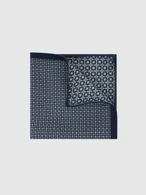 REISS Fiorenzo Silk Geometric Floral-print Pocket Square