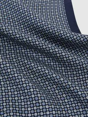 REISS Fiorenzo Silk Geometric Floral-print Pocket Square