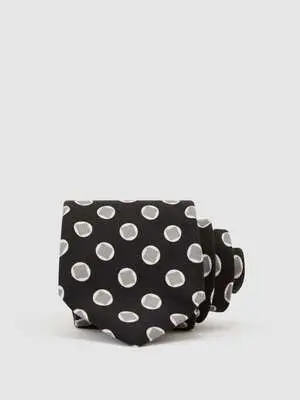 REISS Lelio Silk Geometric Square Medallion-print Tie - Black