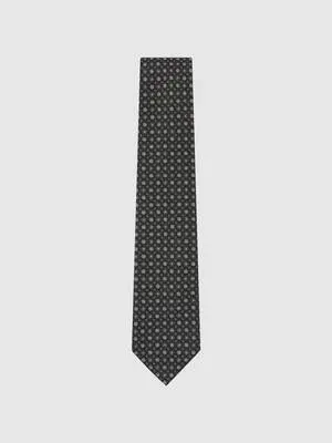 REISS Geremia Silk-blend Woven Micro Medallion Tie