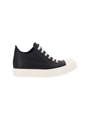 Rick Owens Low-top Leather Sneakers - Black