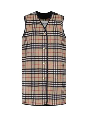 Burberry Wool And Cashmere Padding "check - Beige