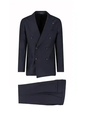 Tagliatore Double-breasted Suit In Virgin Wool - Black
