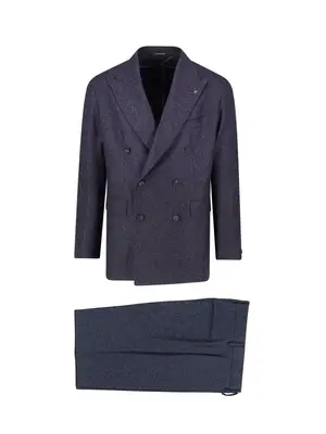 LARDINI Double-breasted Suit In Virgin Wool - Gray