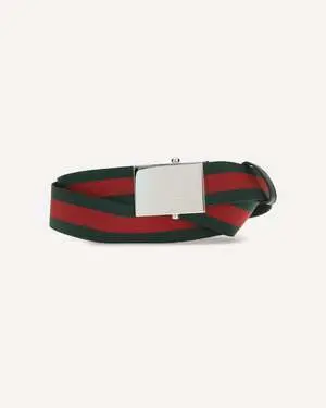 Gucci Web Ribbon Belt With Rectangular Buckle - Multicolour