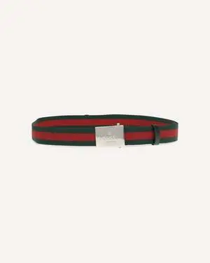 Gucci Web Ribbon Belt With Rectangular Buckle - Multicolour