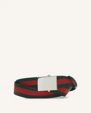Gucci Web Ribbon Belt With Rectangular Buckle - Multicolour