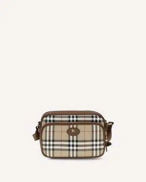 Burberry Check Front Pocket Shoulder Bag - Beige