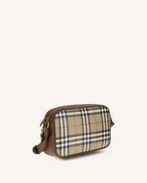 Burberry Check Front Pocket Shoulder Bag - Beige