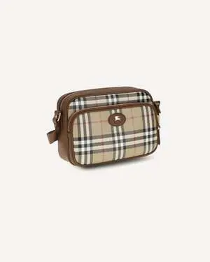 Burberry Check Front Pocket Shoulder Bag - Beige