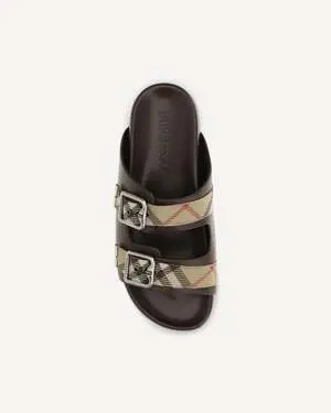 Burberry Urchin Sandals With Jacquard Check Detail - Brown