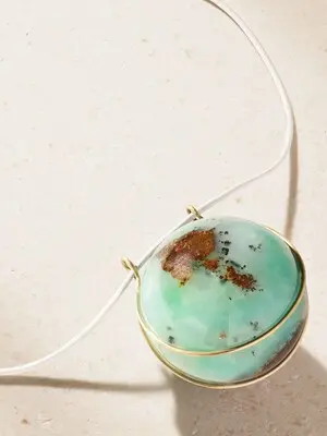 Marisa Klass 18-karat Gold And Chrysoprase Leather Necklace - Green