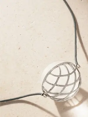 Marisa Klass 18-karat White Diamond, And Leather Necklace - Gold