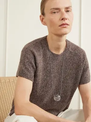 Marisa Klass 18-karat White Diamond, And Leather Necklace