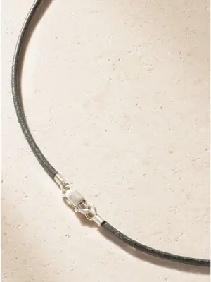Marisa Klass 18-karat White Diamond, And Leather Necklace