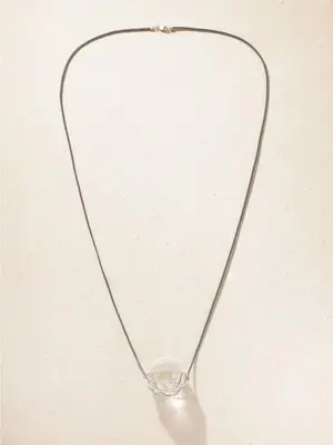 Marisa Klass 18-karat White Diamond, And Leather Necklace