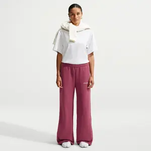 Nike Studio Fleece Medium Weight Mid-rise Wide-leg Pants - Red