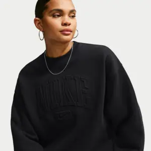 Nike Studio Fleece Medium Weight Oversized Embossed Crew - Black