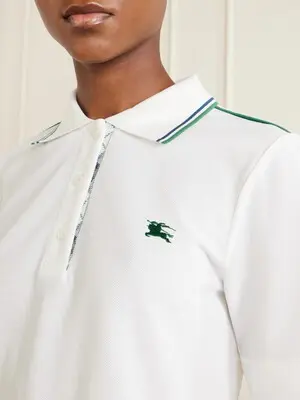 Burberry Logo-embroidered Cotton-blend Piqué Polo Shirt