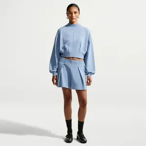 Nike Studio Fleece Lightweight Oversized Cropped Pleated Crew