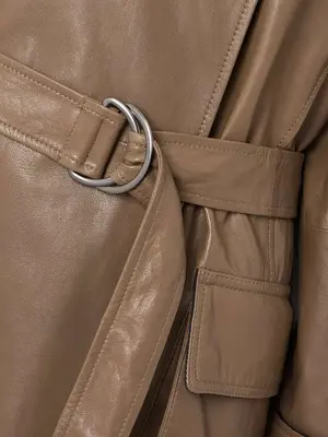 Brunello Cucinelli Belted Leather Trench Coat