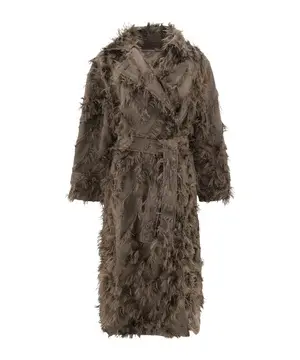 Brunello Cucinelli Long Sleeve Belted Coat - Brown