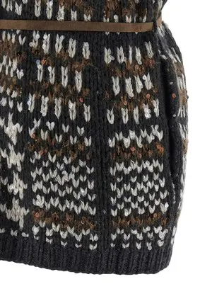 Brunello Cucinelli Houndstooth-pattern Short-sleeve Cardigan