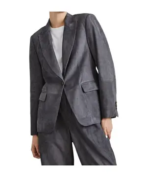 Brunello Cucinelli Single-breasted Suede Blazer - Copper Gray