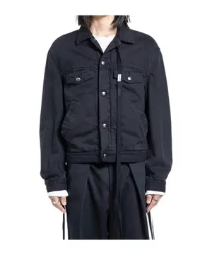 ANN DEMEULEMEESTER Long-sleeved Denim Jacket - Black