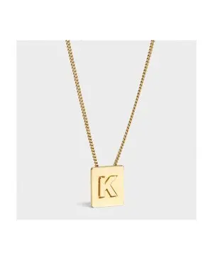 Celine Alphabet K Necklace In Brass With Gold Finish