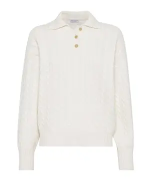 Brunello Cucinelli Cable-knit Cashmere Jumper With Collared Neckline