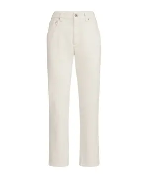 Brunello Cucinelli Dyed Denim Five-pocket Straight Leg Trousers - White