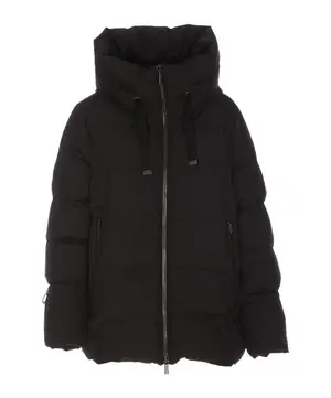 MOORER Gadia-stp Hooded Drawstring Padded Jacket - Black
