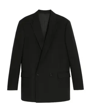 Celine Boxy Jacket In Striped Wool - Black