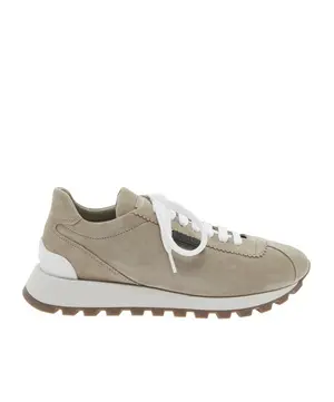 Brunello Cucinelli Round-toe Lace-up Trainers - Beige