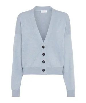 Brunello Cucinelli V-neck Cashmere Cardigan - Blue