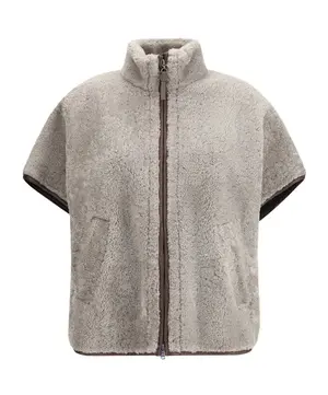 Brunello Cucinelli Zipped High Neck Jacket - Nude
