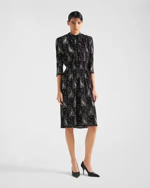 Prada Graphic-printed Crepe Shirt Dress