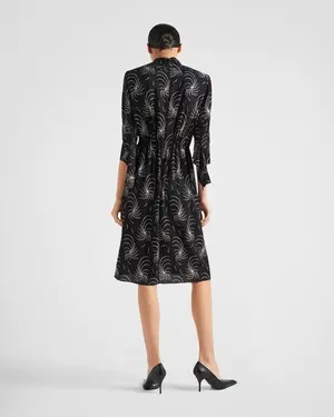 Prada Graphic-printed Crepe Shirt Dress