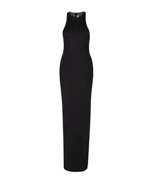 Saint Laurent Sleeveless Crewneck Maxi Dress With Logo Detail