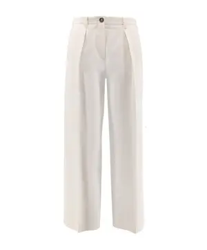 Brunello Cucinelli Pleated Cropped Trousers - White