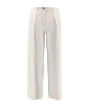 Brunello Cucinelli Pleated Cropped Trousers - White