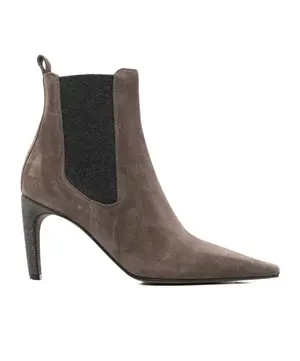 Brunello Cucinelli Monili-embellished Suede Ankle Boots - Multicolor