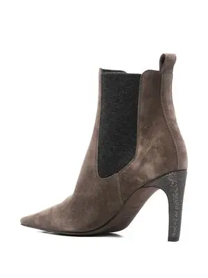 Brunello Cucinelli Monili-embellished Suede Ankle Boots
