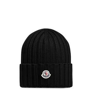 Moncler Logo Wool Beanie - Black