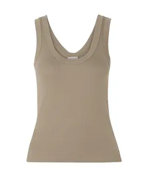 Brunello Cucinelli Embellished Stretch Ribbed Jersey Tank Top
