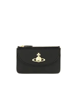 VIVIENNE WESTWOOD Orb Plaque Zipped Card Holder - Black