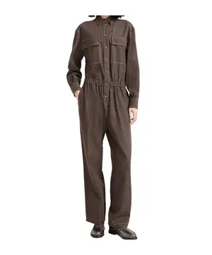 Brunello Cucinelli Cotton Denim Jumpsuit - Cocoa