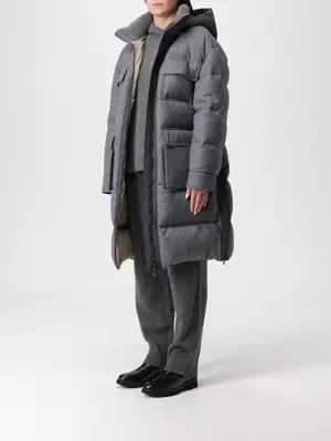Brunello Cucinelli Long Quilted Down Jacket With Detachable Hood
